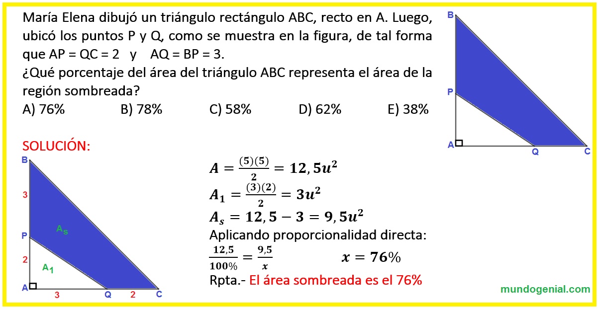 María Elena dibujó un triángulo rectángulo ABC, recto en A. Luego ...