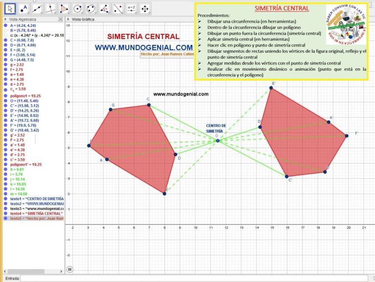SIMETRÍA CENTRAL DINÁMICA en GeoGebra – Mundo Genial de la Matemática