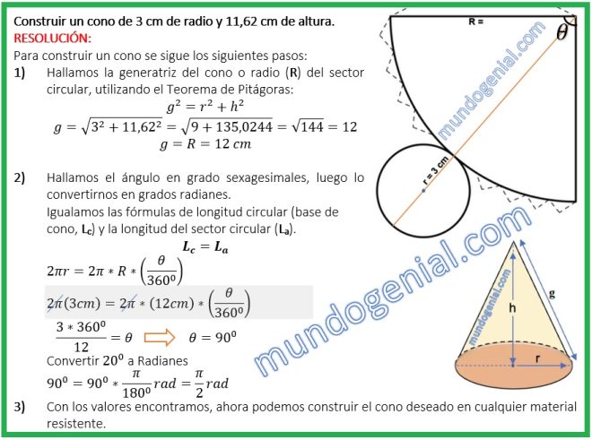 Construir un cono de 3 cm de radio y 11,62 cm de altura. – CONSTRUCCIÓN ...